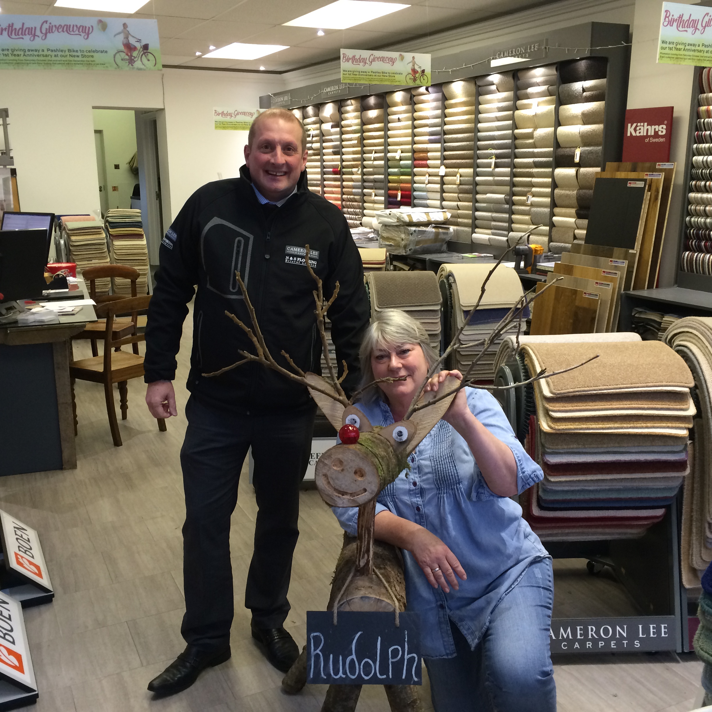 Rudolph The Reindeer! At Cameron Lee Carpets Bristol!